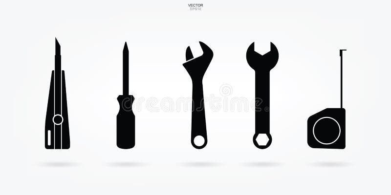 Craftsman Tool Icon Set. Technician Tool Sign and Symbol. Vector. Stock ...