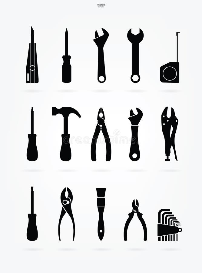 Craftsman Tool Icon Set. Technician Tool Sign and Symbol. Vector. Stock ...