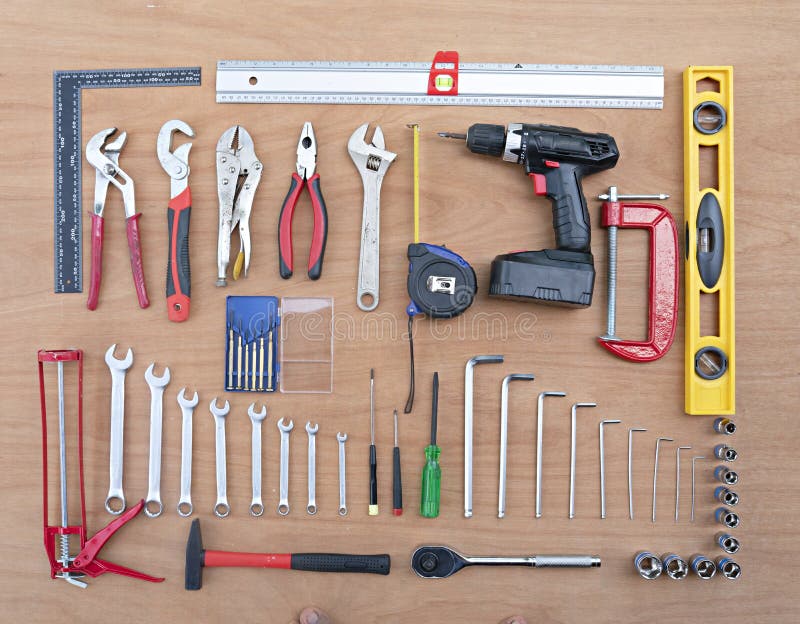 Craftsman tool on wooden stock image. Image of table - 128126925
