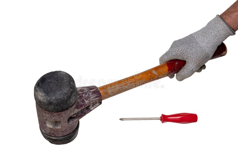 Craftsman Tools. Mans Hand Holds an Professional Paving Hammer and a ...