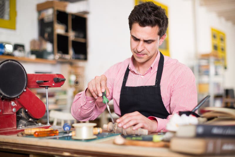 Craftsman in Uniform Working in Carpentry Stock Image - Image of person ...
