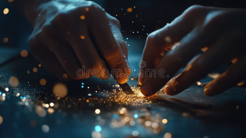 Craftsman Using Striking Steel To Make Fire with Flint and Steel in ...