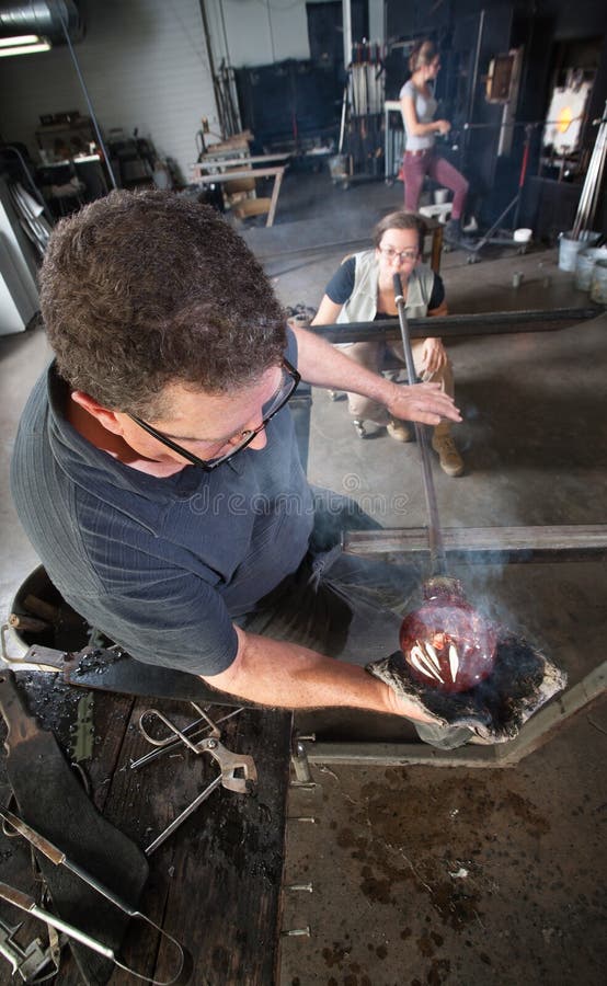 Workers Making Fine Art Glass Stock Image - Image of interior ...