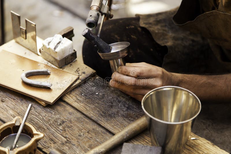 Craftsman Working with Metals Stock Image - Image of fabrication, metal ...