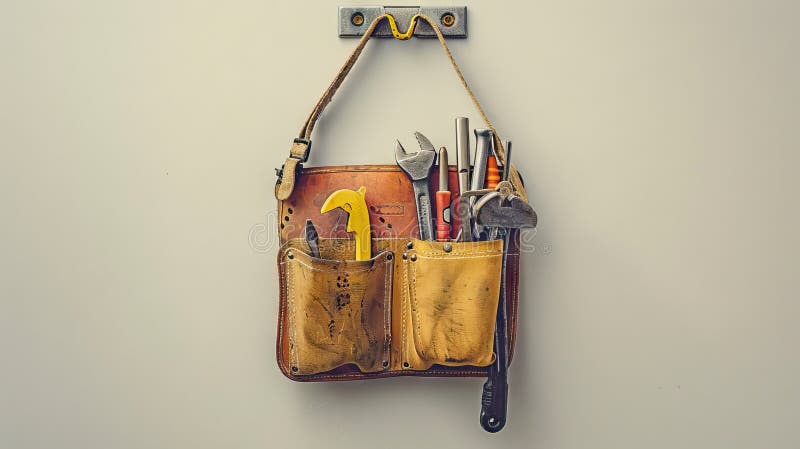 A Craftsmans Tool Belt Hanging Ready for Work Stock Image - Image of ...
