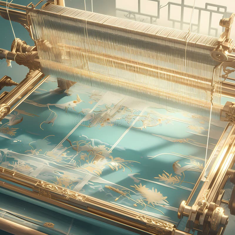 Craftsmanship in Action: Loom Weaving with Intricate Patterns Stock ...