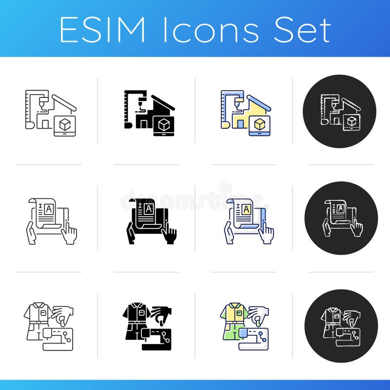 Craftsmanship icons set stock vector. Illustration of contour - 194302130