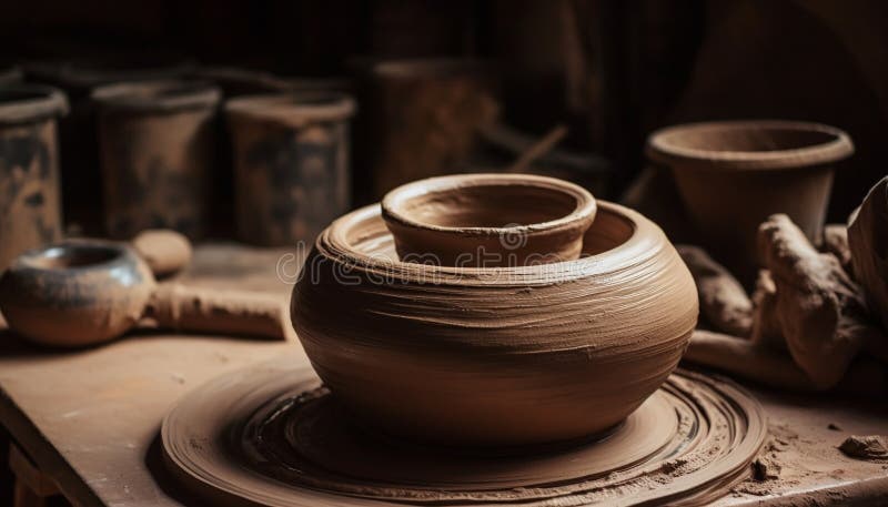 Craftsperson Using Pottery Wheel Making Vase Shape Generated by AI ...