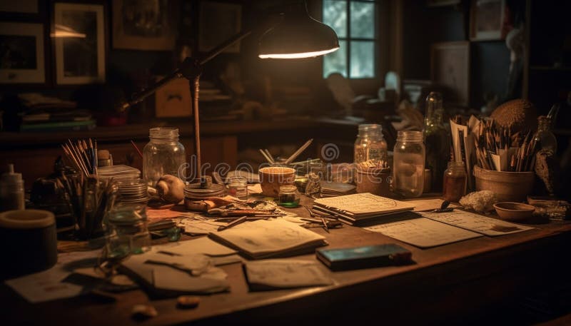 Craftsperson Workshop Old Fashioned Tools, Messy Creativity Generated ...