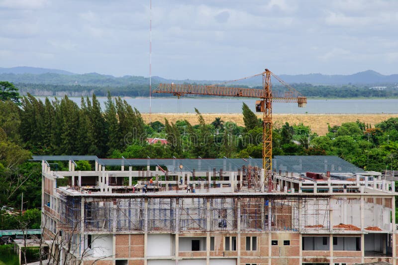 Crain Construction Building Stock Photo - Image of glass, business ...