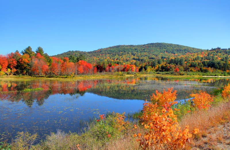 Crampton pond stock image. Image of colorful, lake, fall - 79552315