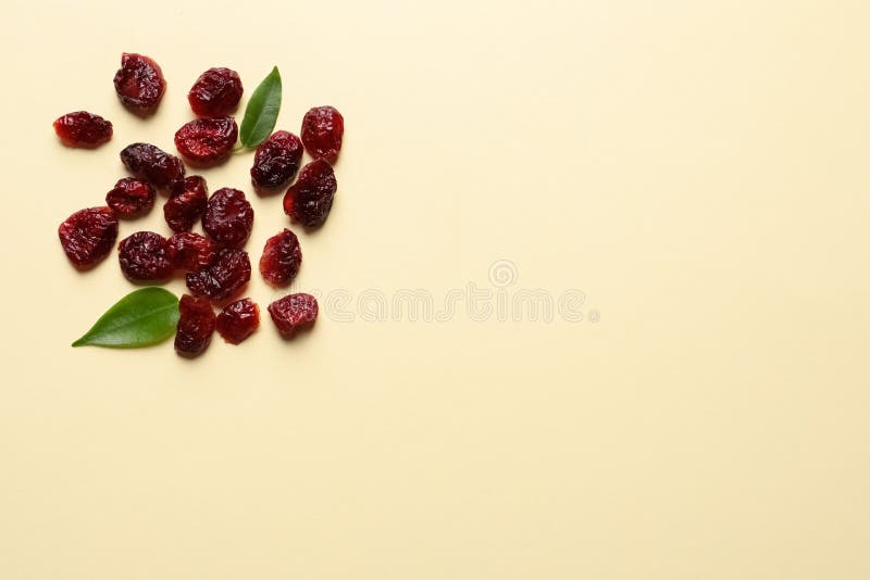 Cranberries on Color Background, with Space for Text. Dried Fruit As ...