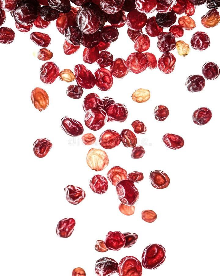 Cranberries Falling Isolated on White Stock Illustration - Illustration ...