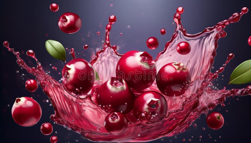 Cranberries Juice Splashing Stock Illustration - Illustration of diet ...