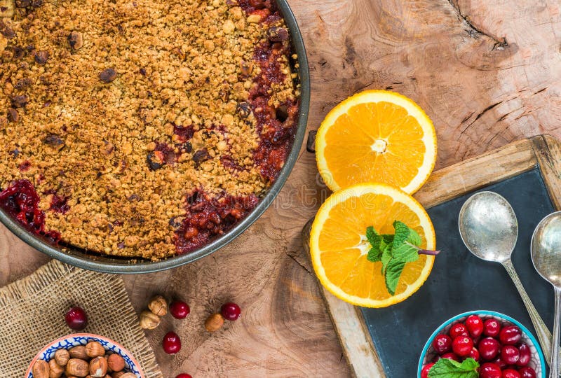 Cranberry, Apple and Hazelnut Crumble Stock Image - Image of crumble ...