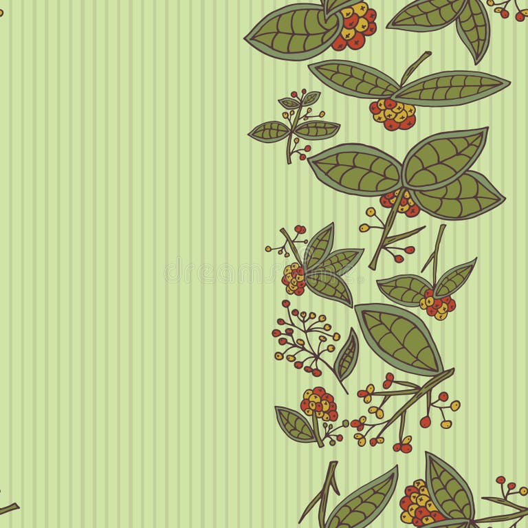 Cranberry Border Pattern with Leaves and Berries. Stock Vector ...