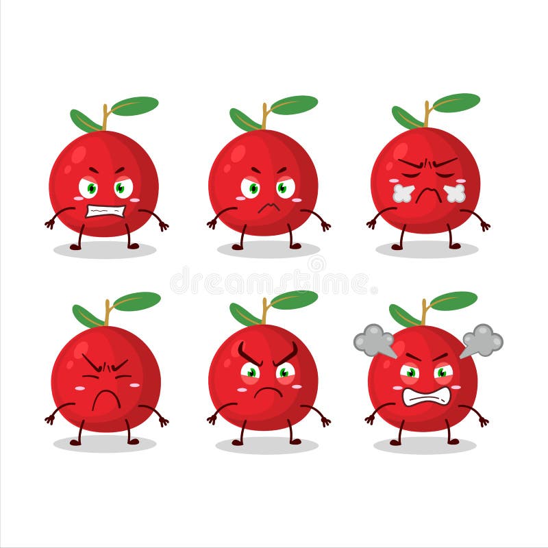 Cranberry Cartoon Character with Various Angry Expressions Stock Vector ...