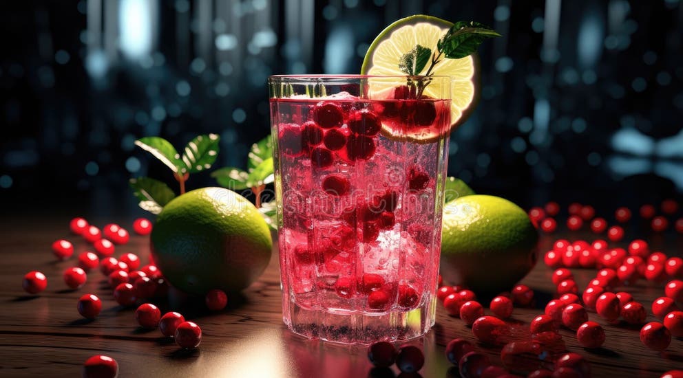 Cranberry lemonade on ice stock photo. Image of lemon - 306965494