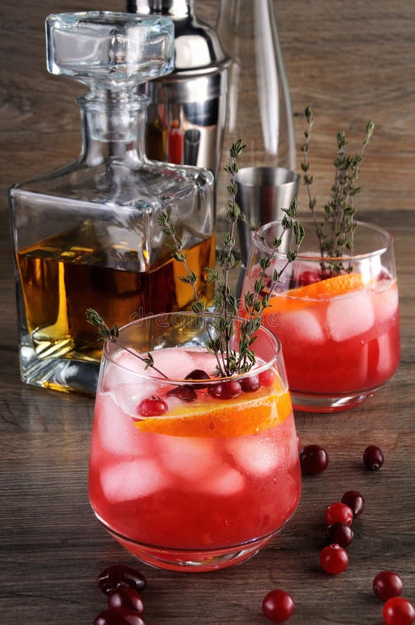 Cranberry Orange Bourbon Smash Stock Image - Image of cocktail, feast ...