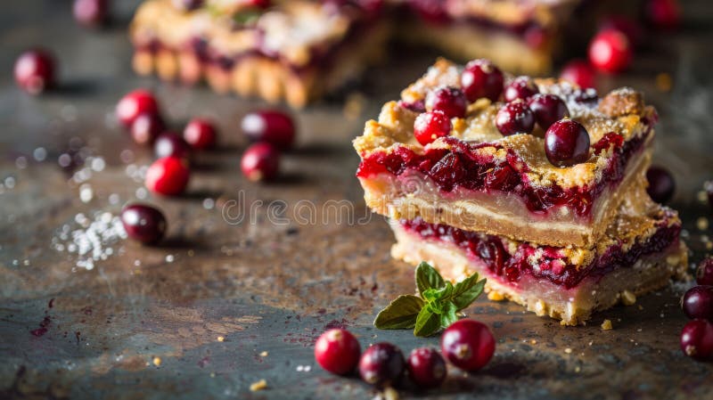 Cranberry Pie Bars on Rustic Background, Delicious Dessert Stock ...