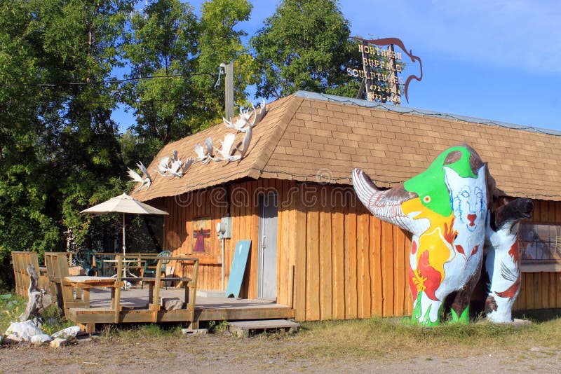 Northern Buffalo Sculptures Cranberry Portage Manitoba Editorial
