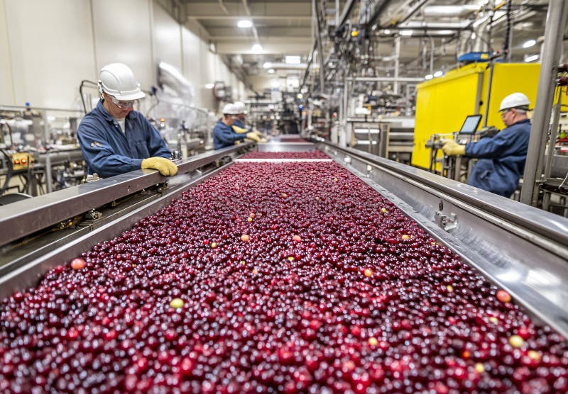 Cranberry Processing Line in Modern Factory Stock Illustration ...
