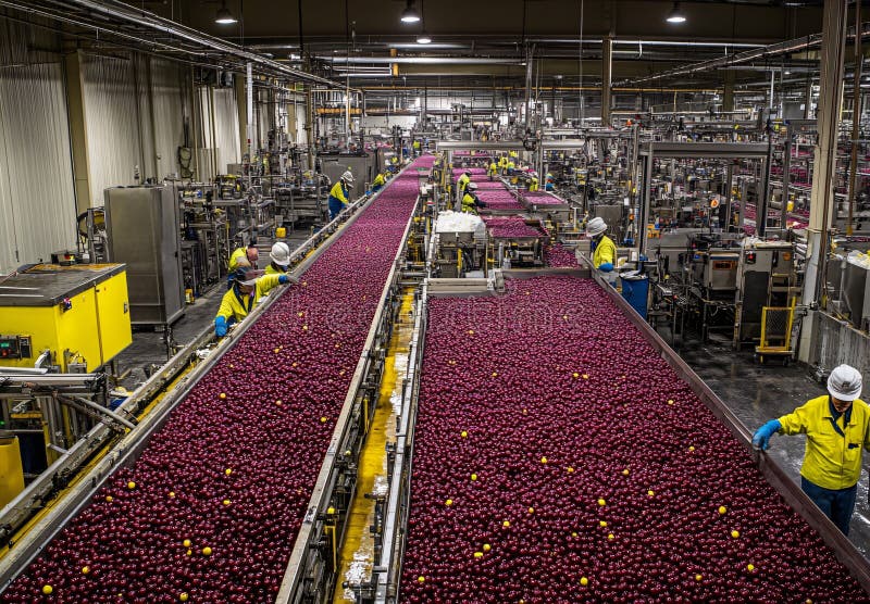 Cranberry Processing Line in Modern Factory Stock Illustration ...