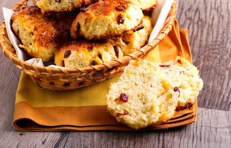 Cranberry and raisin buns stock photo. Image of homemade - 64614396
