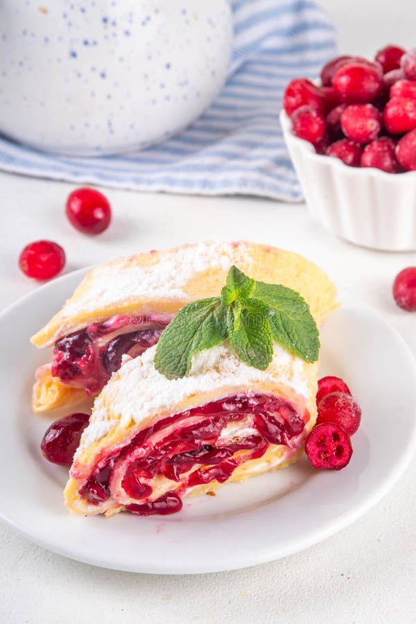 Cranberry Strudel, Winter Roll Dessert with Cranberry Jam Stock Photo ...