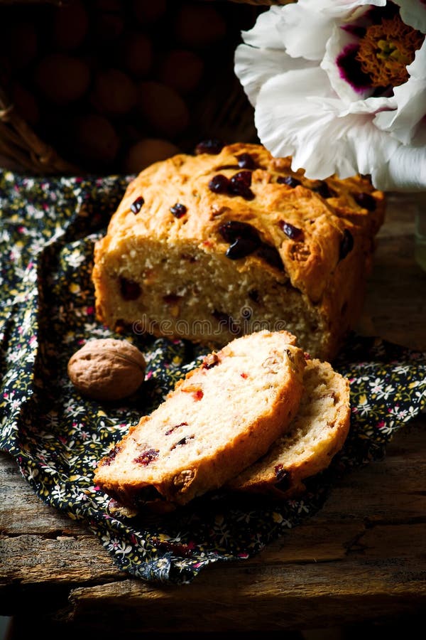 Cranberry and Walnut Bread Baked in the Bread Machine Stock Photo ...