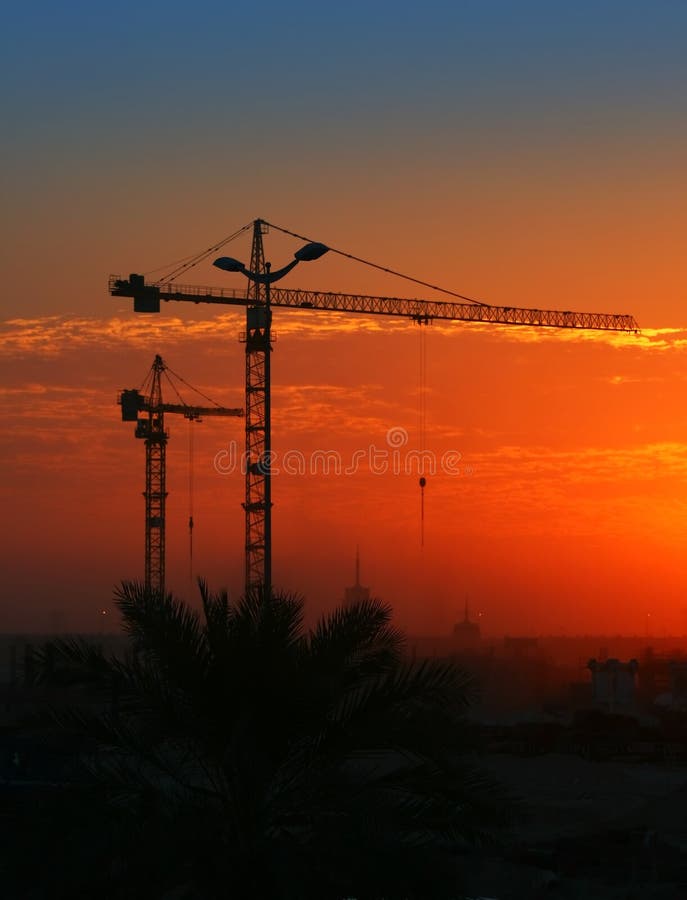 Crane and Sun stock image. Image of construction, build - 943809