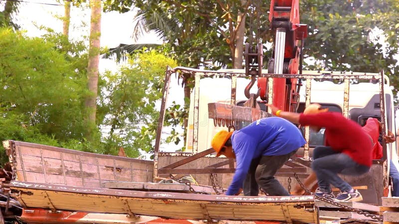 Crane Activity at Construction Site, Workers Carry Stock Video - Video ...
