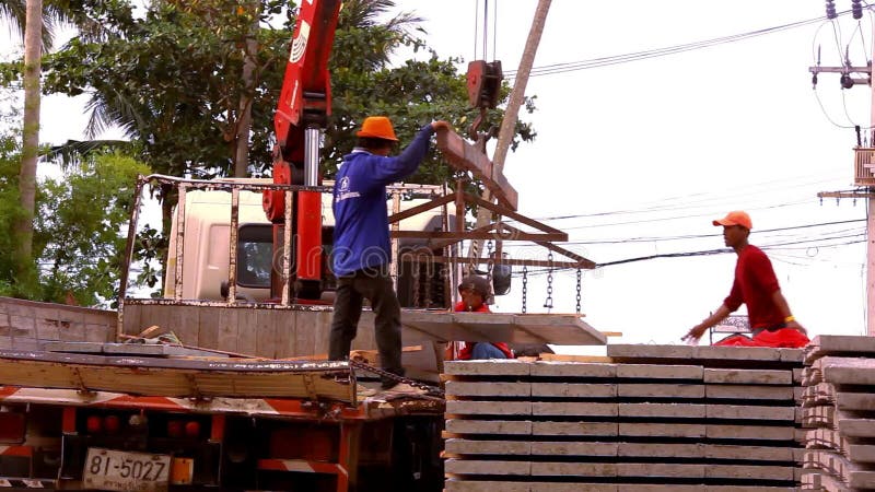 Crane Activity at Construction Site, Workers Carry Stock Video - Video ...