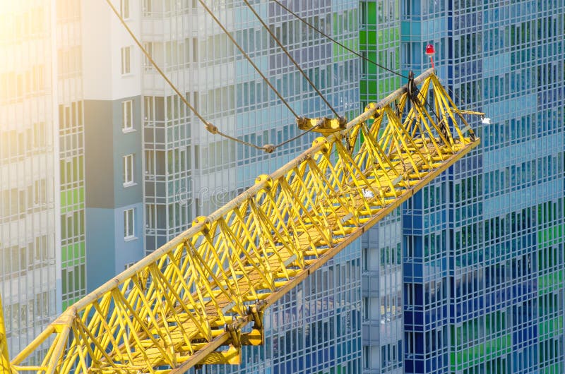 Crane Arrow on the Background of the House, View from the Top. Stock ...