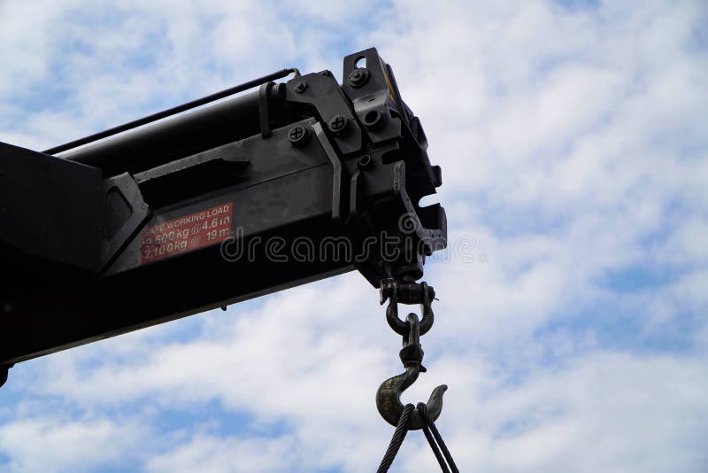Crane Boom with Hook, Blue Sky Background,Elements of Crane: Hook, Loop ...