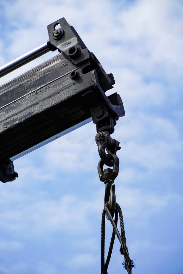 Crane Boom with Isolated Hook Blue Sky Background Elements of Crane ...