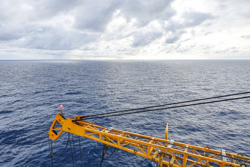 Crane Boom Structure and Metal Sling on Blue Sky Background Stock Photo ...