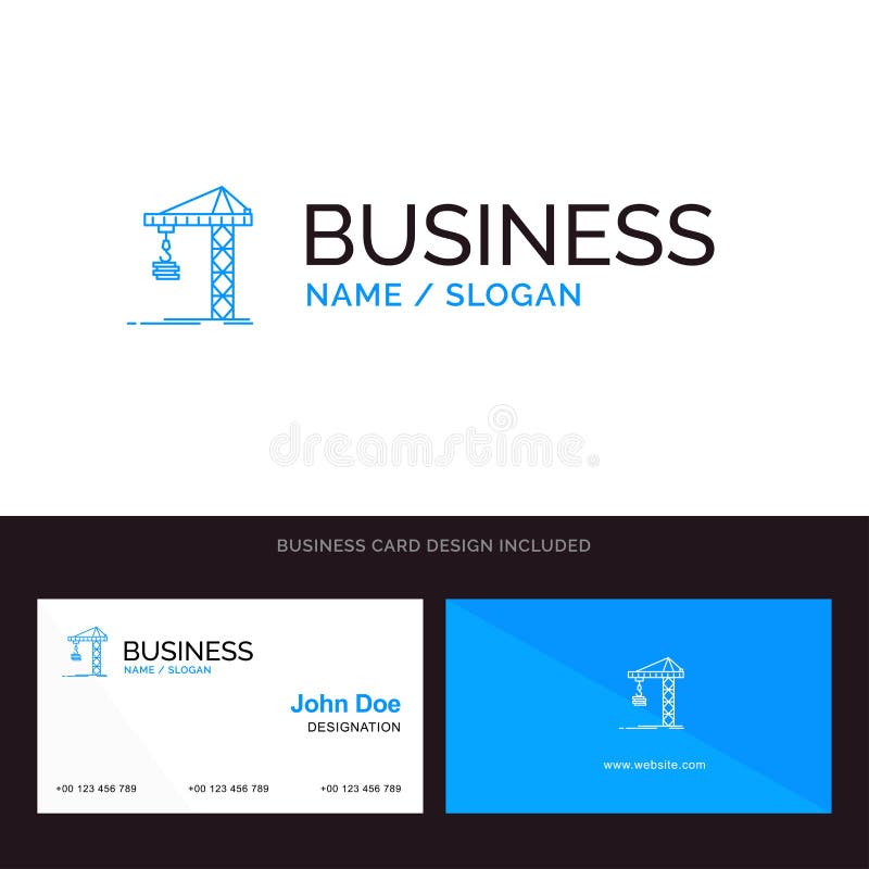 Building, Build, Construction Blue Business Logo and Business Card ...