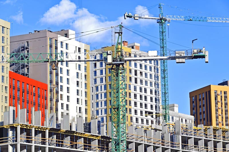Crane and Building Construction Site Stock Photo - Image of monolithic ...