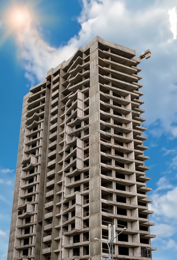 Crane and Building Construction Site Against Blue Sky Stock Image ...