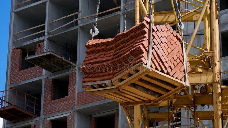 Crane and Building Construction Site Against Blue Sky. Heavy Load ...