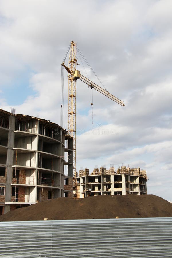 Crane Building at a Construction Site Stock Image - Image of building ...