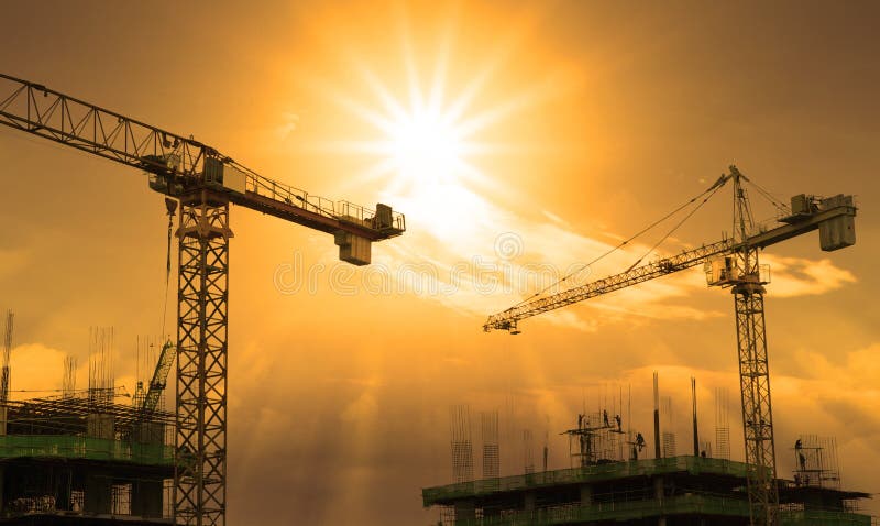Crane and the sun stock image. Image of equipment, edifice - 2970833