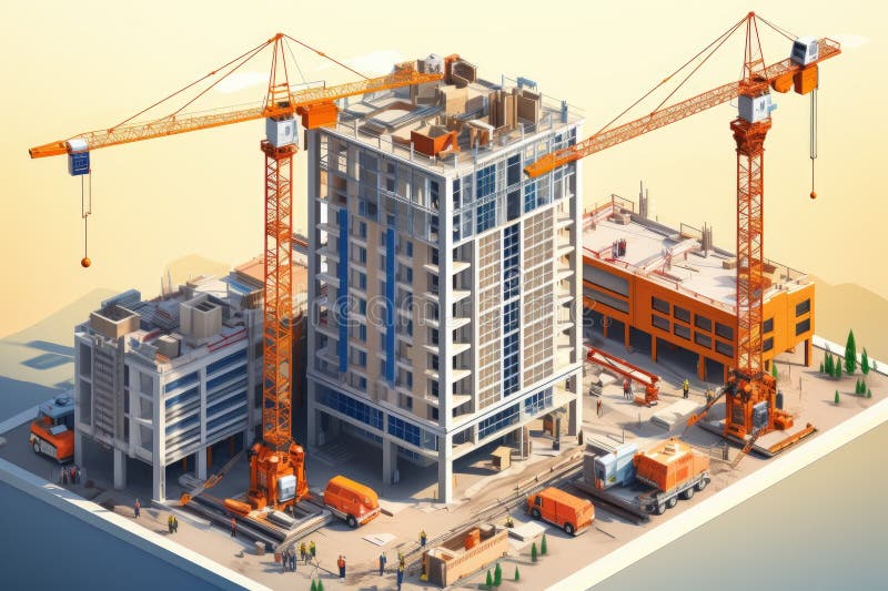 Crane Building Machine. Generate Ai Stock Illustration - Illustration ...