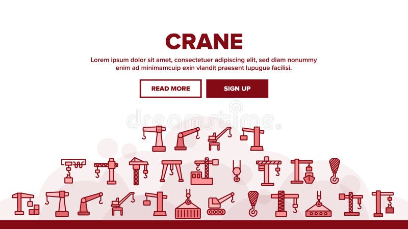 Crane Building Machine Landing Header Vector Stock Vector ...