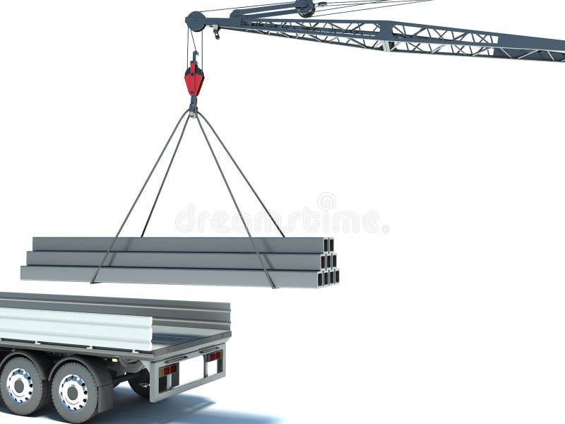 Crane and Building Material Stock Illustration - Illustration of crane ...