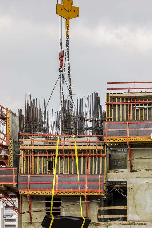 Crane Chains Attached To Load Stock Photo - Image of lift, process ...