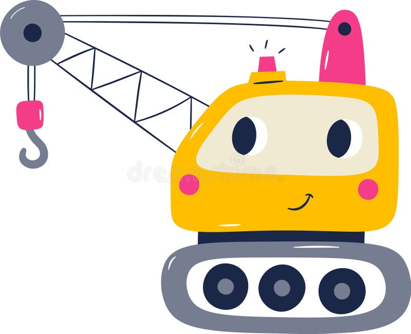 Crane Character Cartoon Vehicle Stock Vector - Illustration of graphic ...