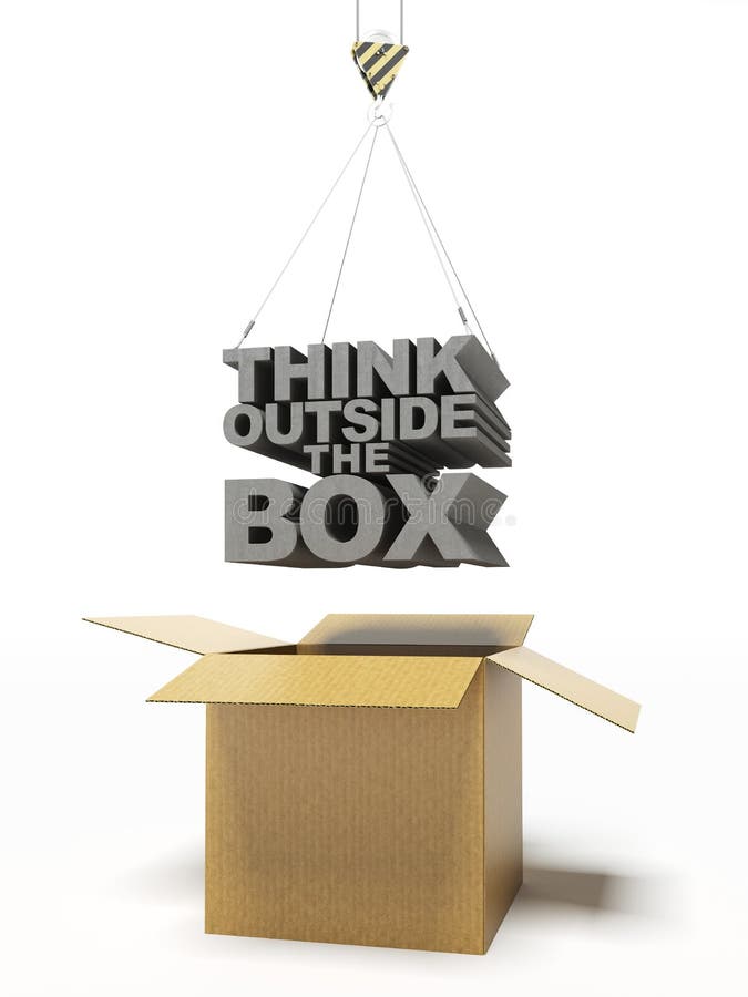 Crane with Concrete Text Think Outside the Box Stock Image - Image of ...