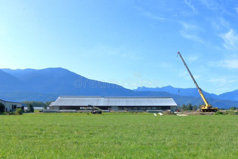 Crane and Constructing Cow-Shed Stock Image - Image of long, detail ...